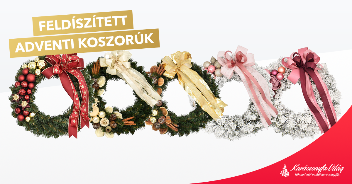 Feldíszített adventi koszorúk | Karácsonyfa Világ